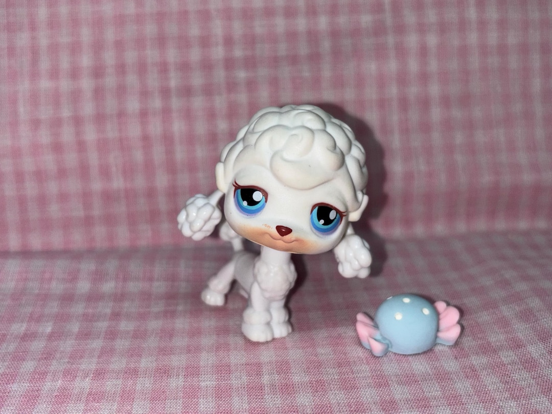 Vintage Original LPS Littlest Pet Shop White Poodle Dog W/candy (011 ...