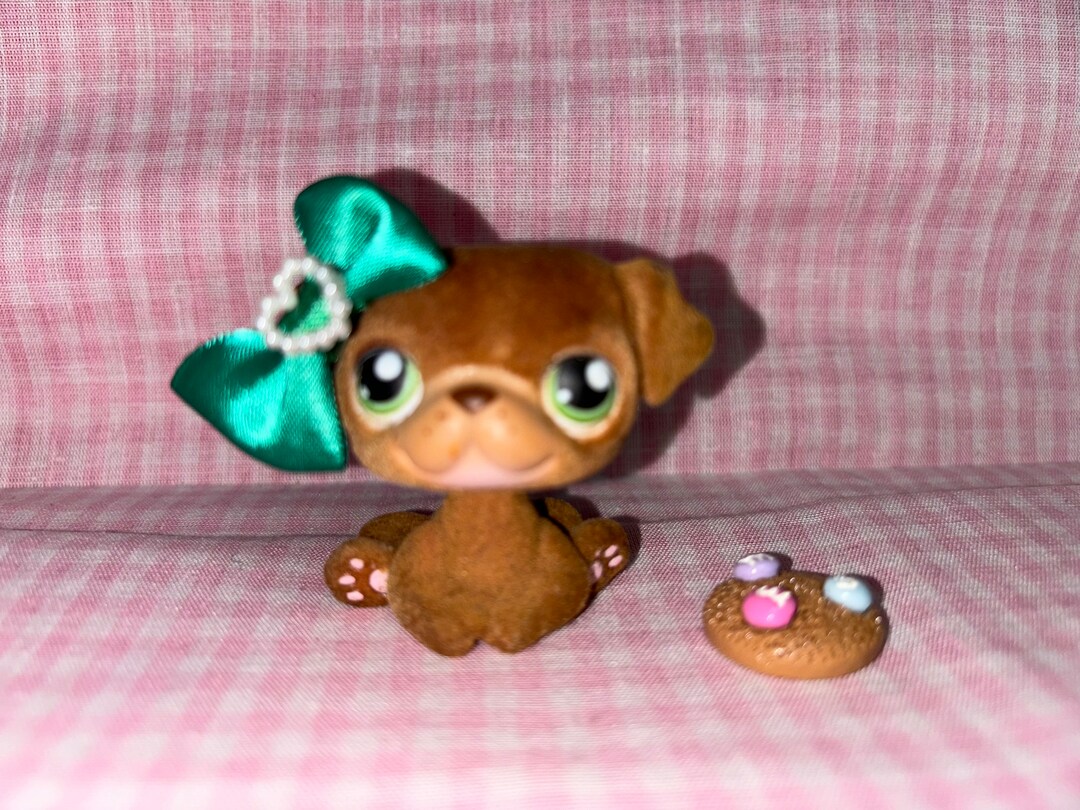 Discontinued Rare LPS Littlest Pet Shop Fuzzy Pug(marked) With Handmade ...