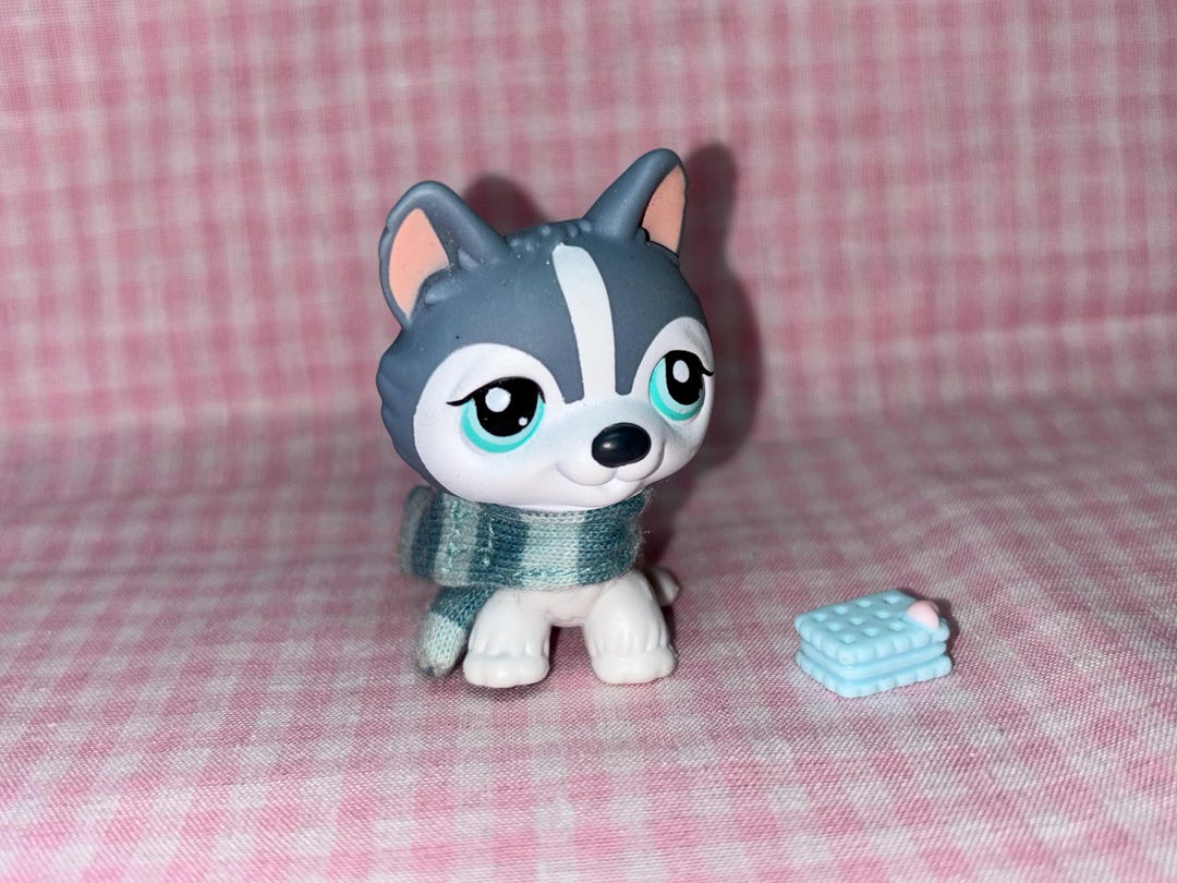 Discontinued Rare LPS Littlest Pet Shop Husky Dog With Scarf Cookie ...