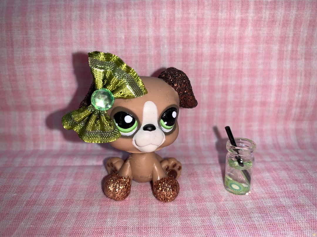 Vintage Littlest Pet Shop LPS Shining Boxer With Handmade Bow Fruit ...
