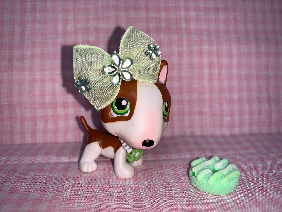 Discontinuous Rare LPS Littlest Pet Shop Bull Dog With Handmade Bow ...