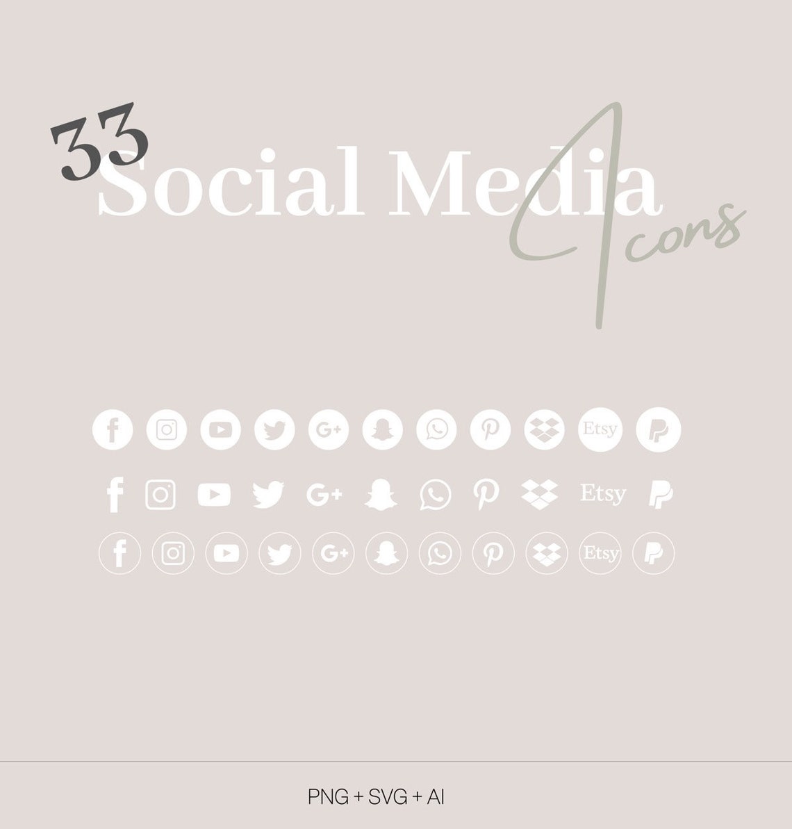 Social Media Icons SVG & PNG - Digital Marketing Graphics - Etsy