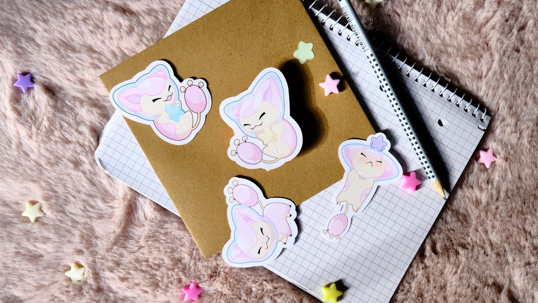 Cute Space Cat Stickers, Kawaii Skitty Stickers , Kawaii , Waterproof ...