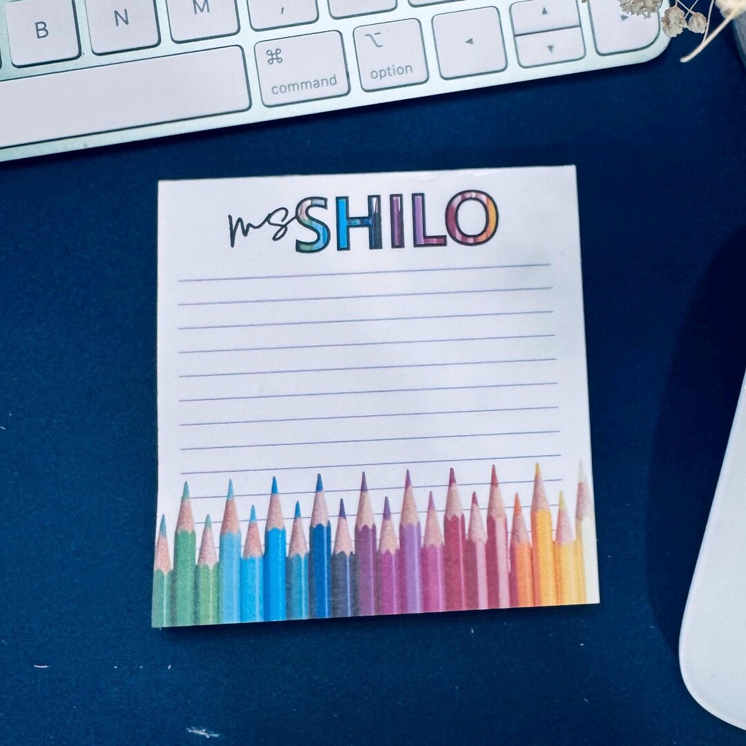 Personalized Teacher Notepad | Color Pencil Design, 4x4 Lined - Etsy