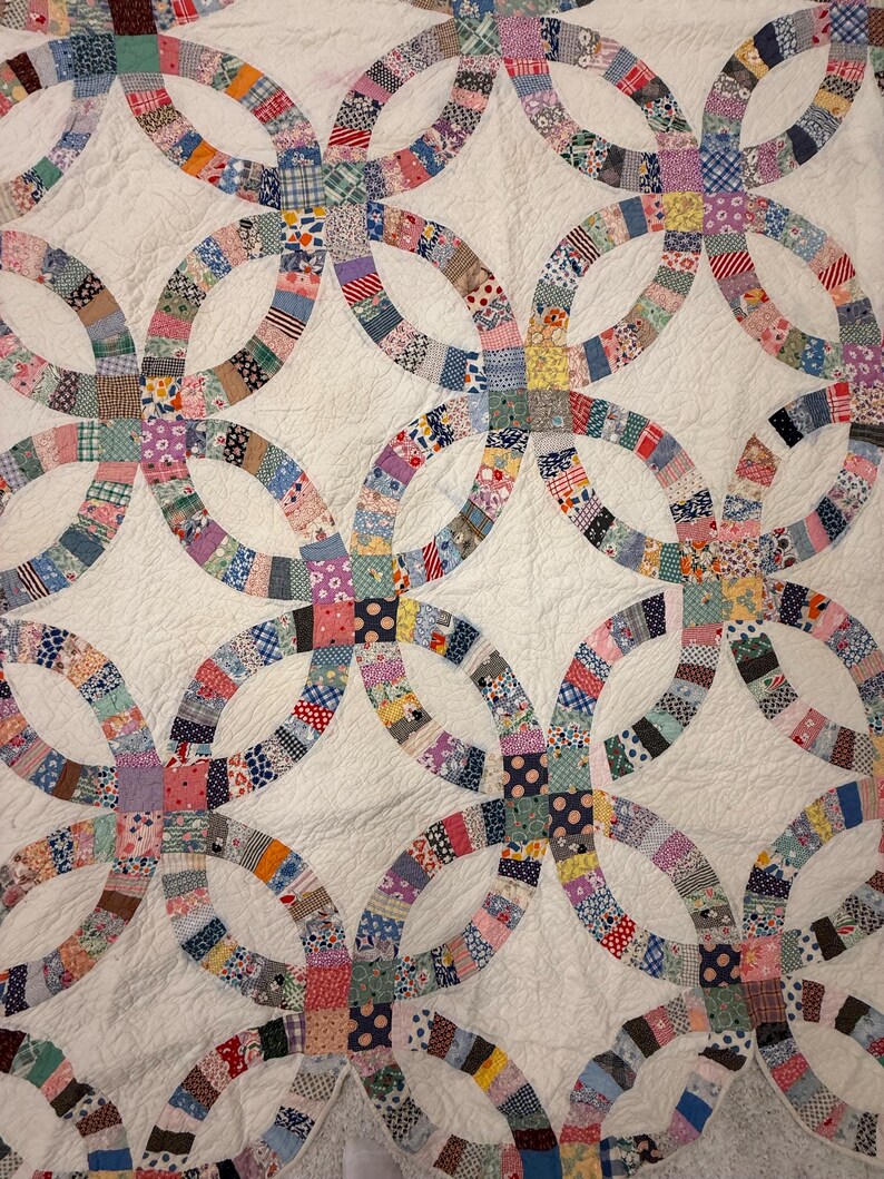 Vintage Wedding Ring Quilt 95inx83in - Etsy
