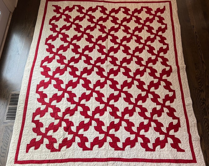 Vintage Drunkards Path Quilt Deep Red 78inx66in - Etsy