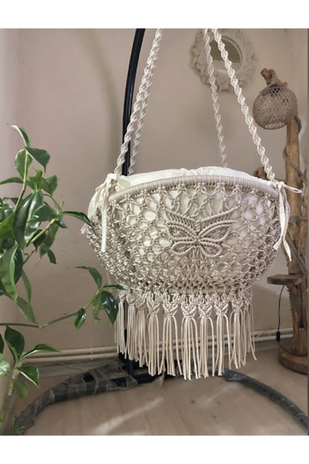Macrame Hammock Chair, Macrame Round Swing, Hanging Cotton Macrame ...