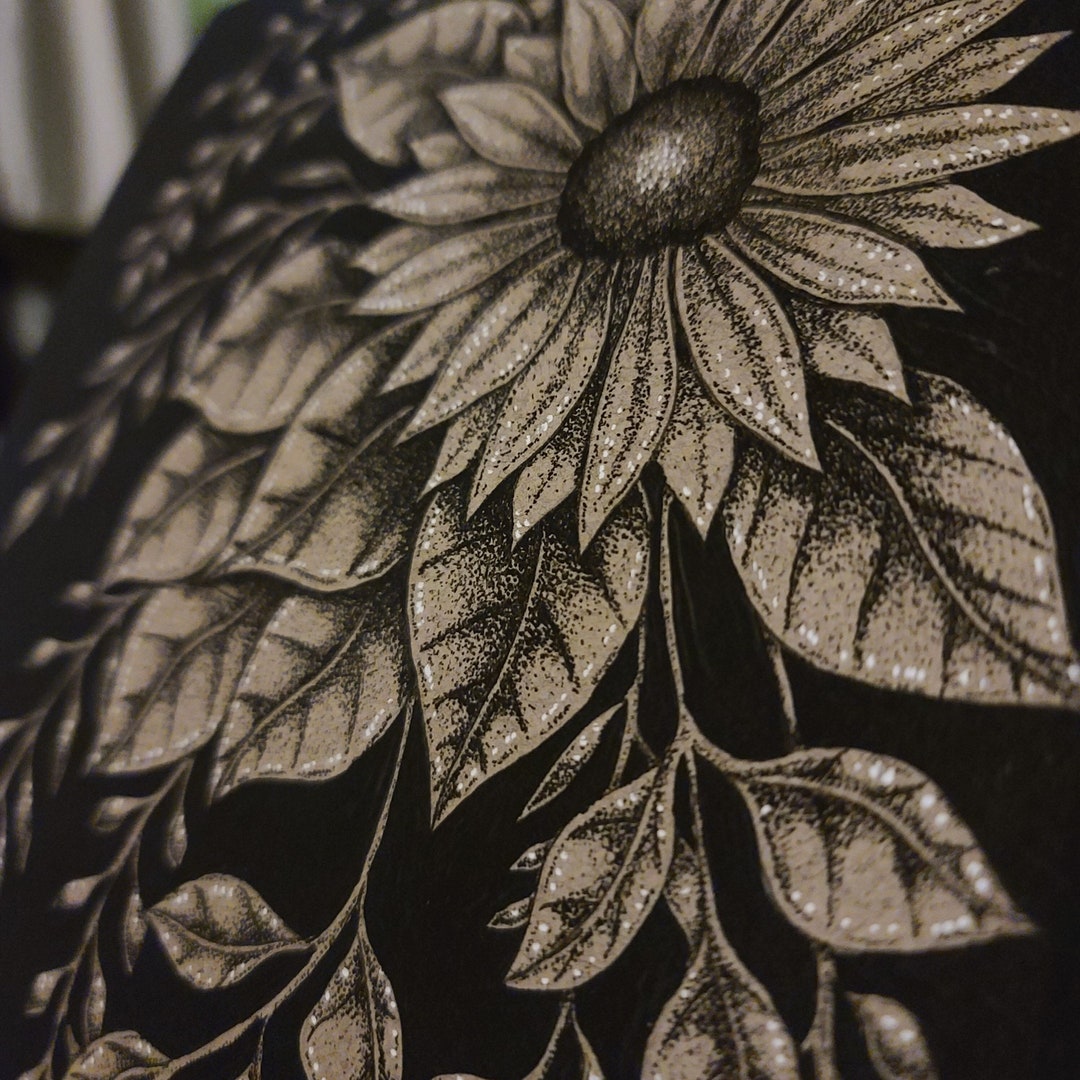 Flower Art Print, Stippling Wall Décor, Pen and Ink Arts, Nature Wall ...