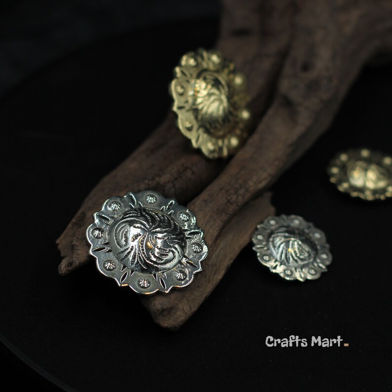 Solid Brass Concho Screw Back Vintage Eagle Leather Craft - Etsy