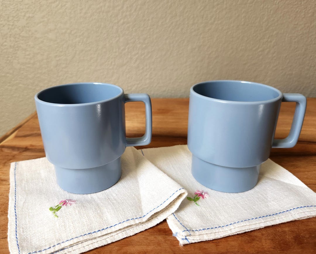 Set of Two Baby Blue Plastic Cups - Plastic Mugs Set of Two - Cups for ...