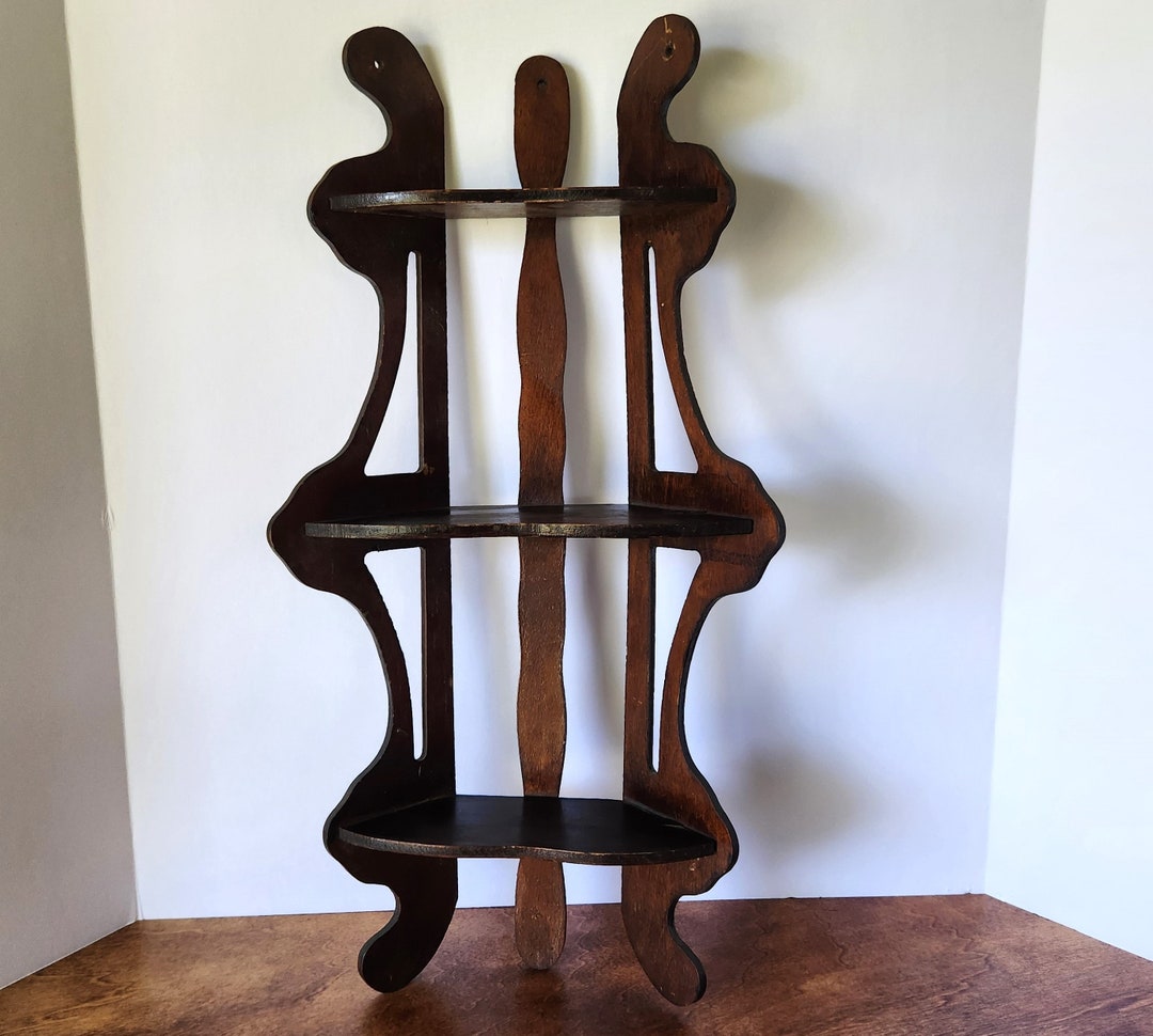 Primitive Wood Corner Three Tiered Shelf Kitchen Shelving Kitchen ...