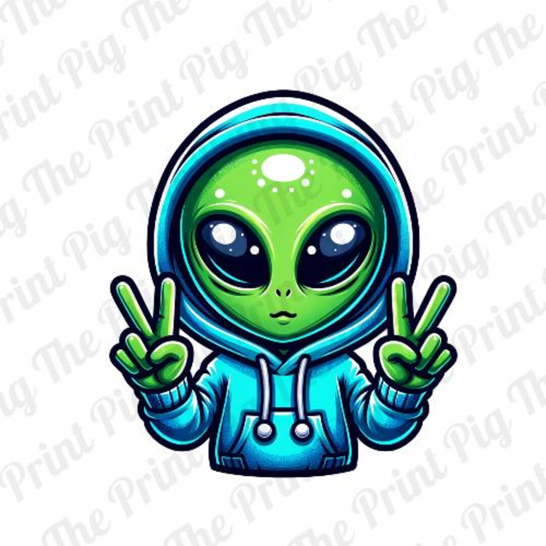 Alien Piece Sign PNG Digital Download File, Halloween PNG, Space, T ...