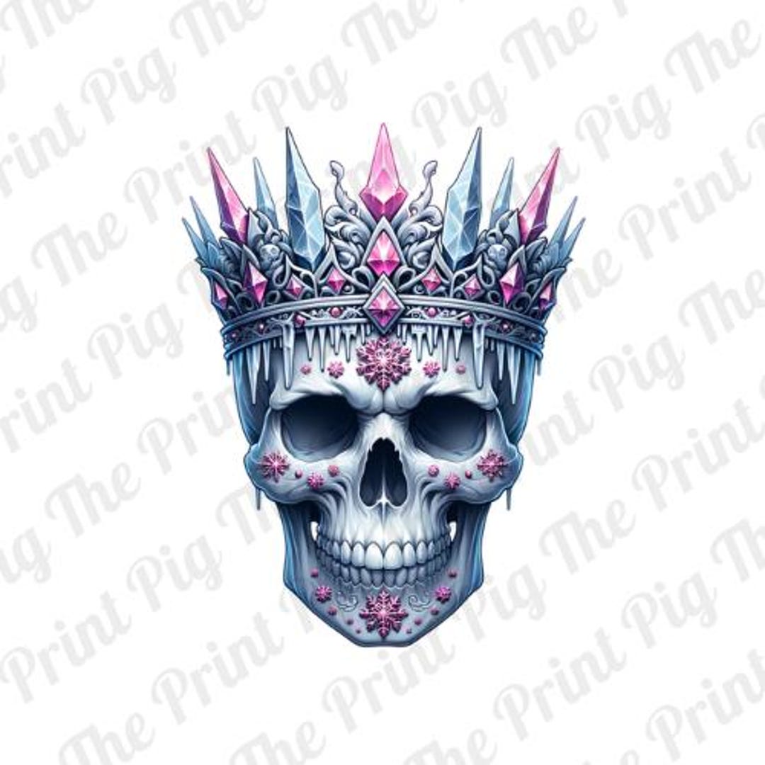 Skull Ice Queen PNG Digital Download File, Winter Queen Skeleton PNG ...