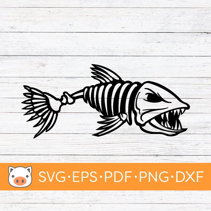 Fish Skeleton SVG Digital Download File, Hunting SVG, Vector Cut File ...