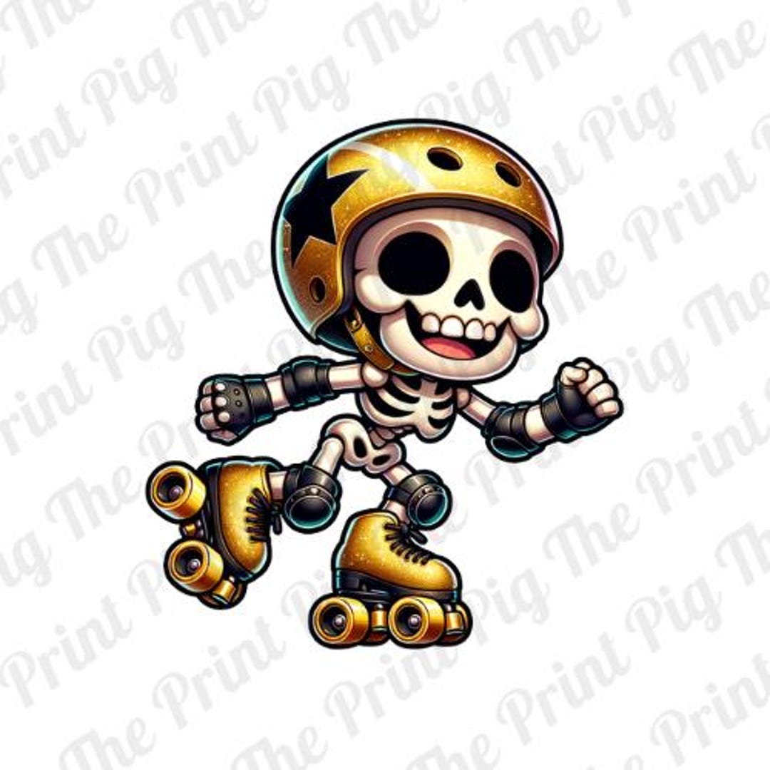 Roller Derby Skeleton PNG Digital Download File, Rollerskating PNG ...
