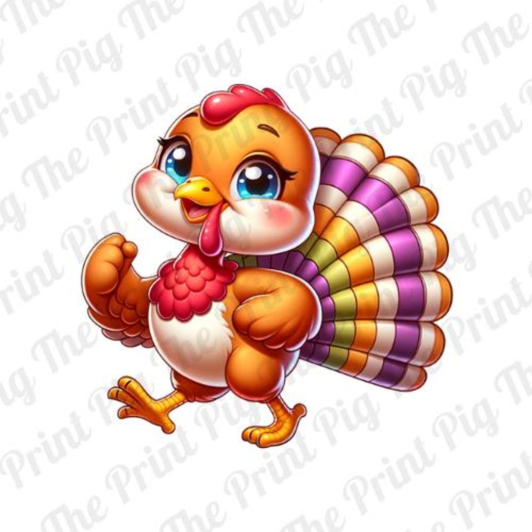 Turkey Cartoon PNG Digital Download File, Autumn Fall PNG, T-shirt ...