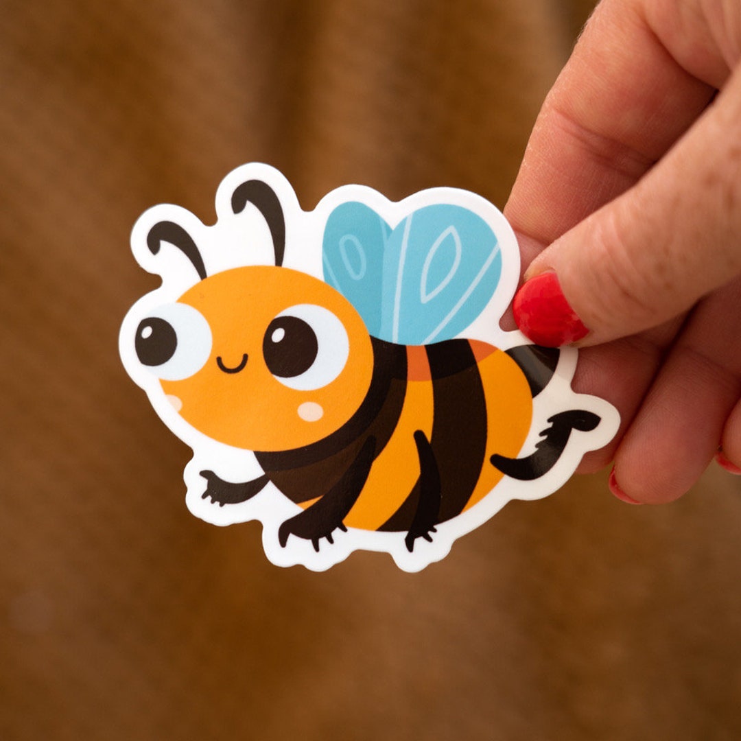 Bumblebee Sticker Glossy White Vinyl Sticker Bee Kind Cute Cartoon ...