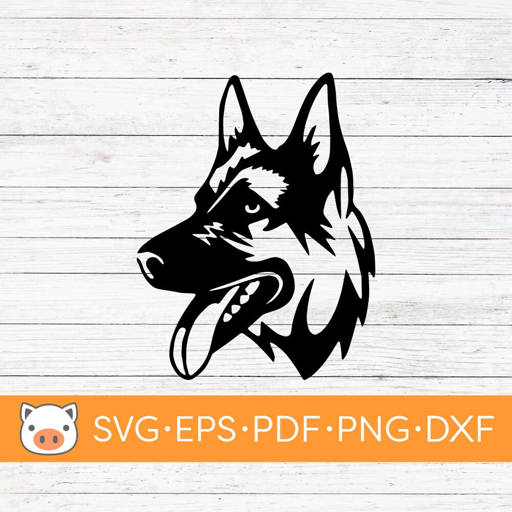 German Shepherd Head SVG Digital Download File, Dog SVG, Vector Cut ...
