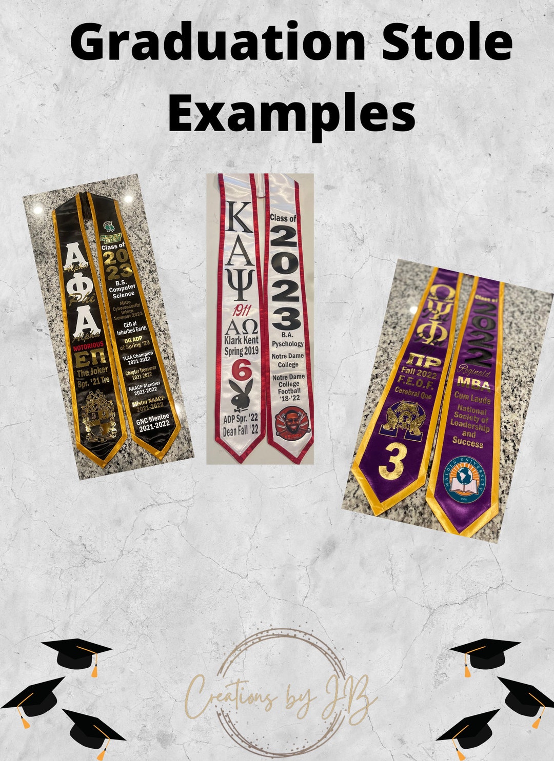 Fraternity Graduation Stole |custom Graduation Stole| Greek Graduation ...