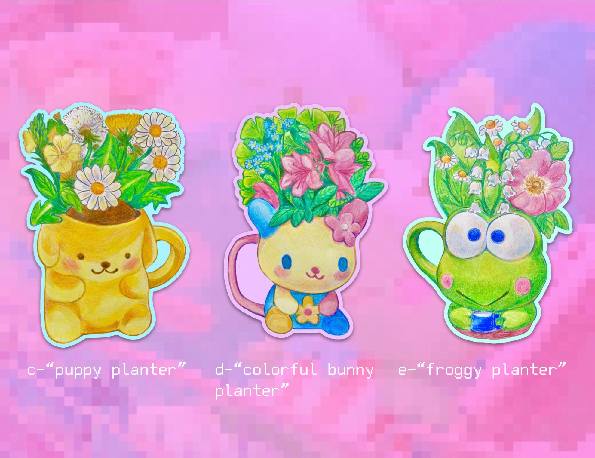 Kawaii Planter Stickers | Etsy