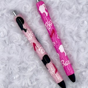 Barbie Themed Glitter Pen, Glitter Pens, Epoxy Glitter Pens, Pink ...