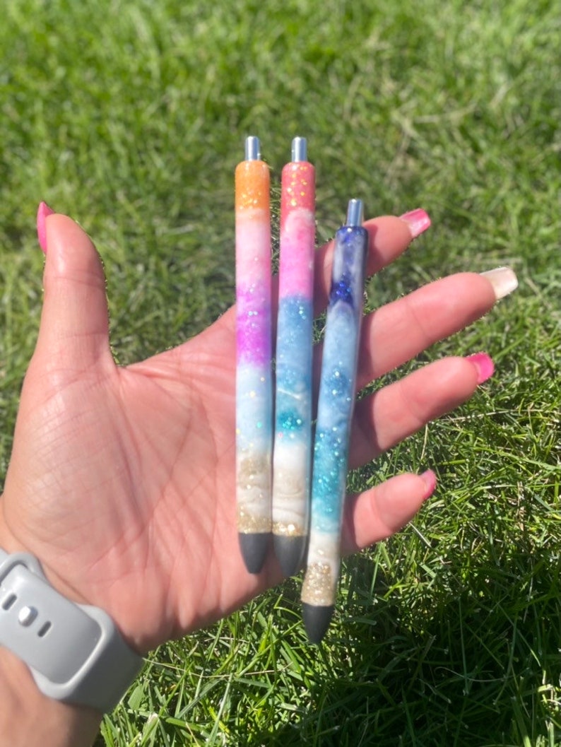 Glitter Pens Ocean Themed Sunset Pens Pen Set - Etsy