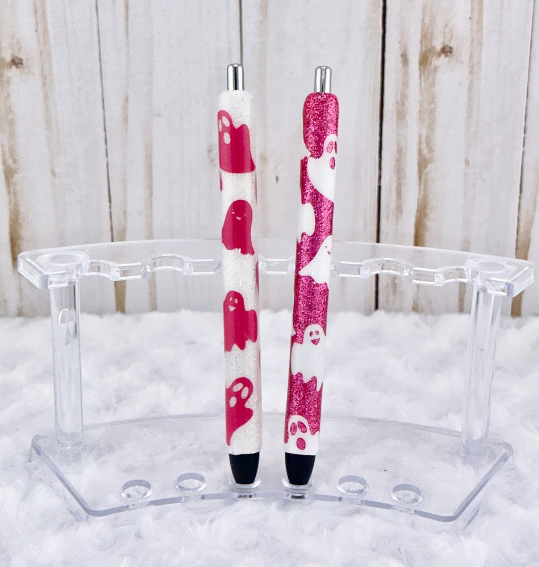 Spooky Halloween Glitter Pens, Pink Ghost Pens, Epoxy Glitter Pens ...
