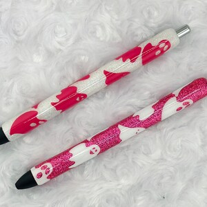 Spooky Halloween Glitter Pens, Pink Ghost Pens, Epoxy Glitter Pens ...