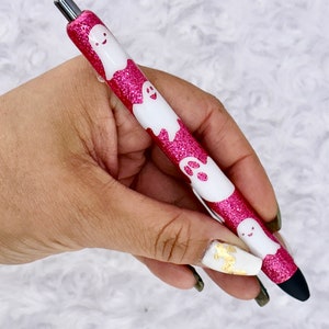 Spooky Halloween Glitter Pens, Pink Ghost Pens, Epoxy Glitter Pens ...