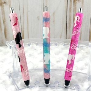 Barbie Themed Glitter Pen, Glitter Pens, Epoxy Glitter Pens, Pink ...