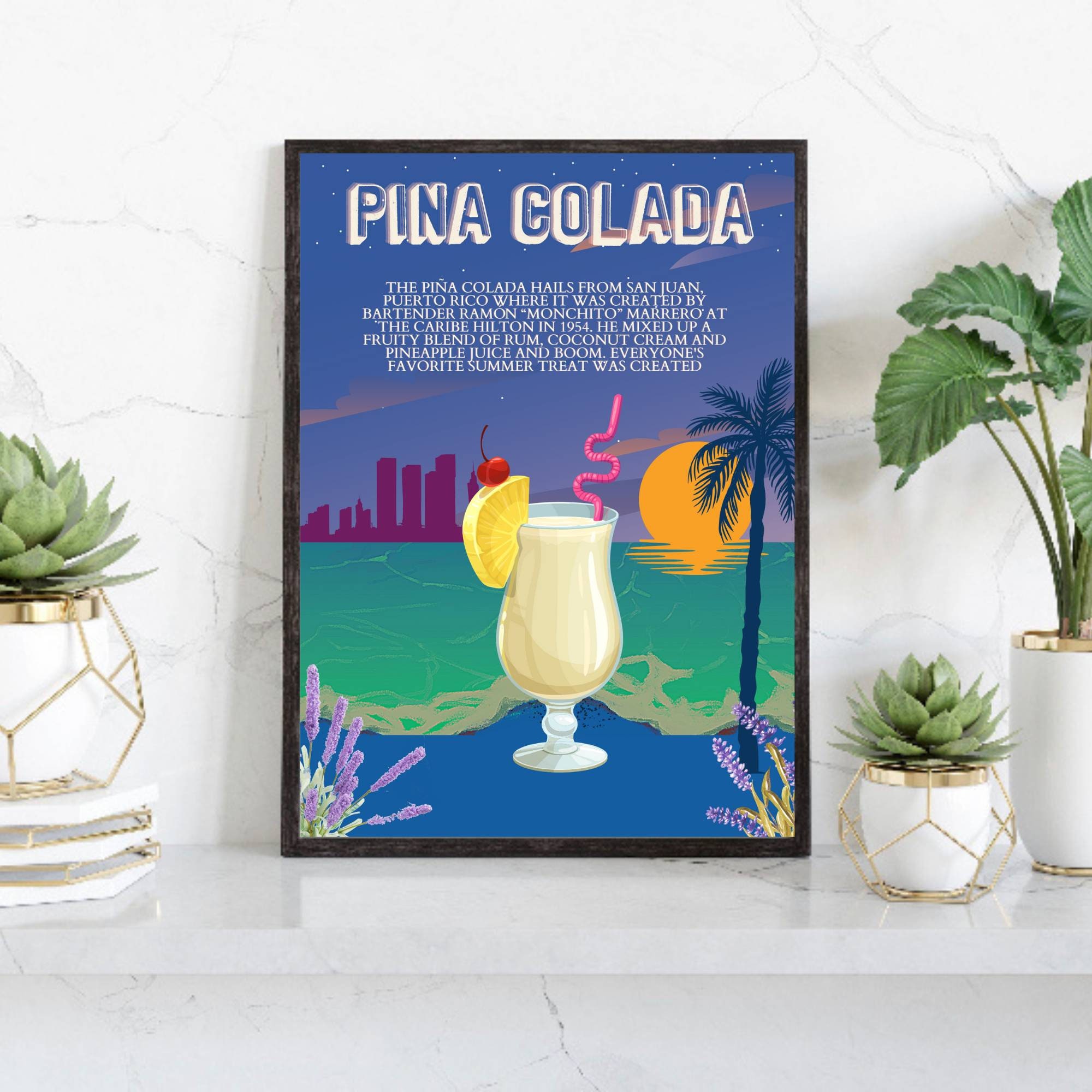 Wall Decor Home & Living Wall Hangings Retro pina colada cocktail ...