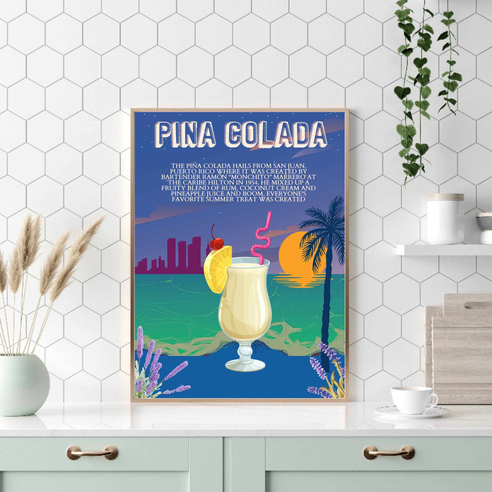 Wall Decor Home & Living Wall Hangings Retro pina colada cocktail ...