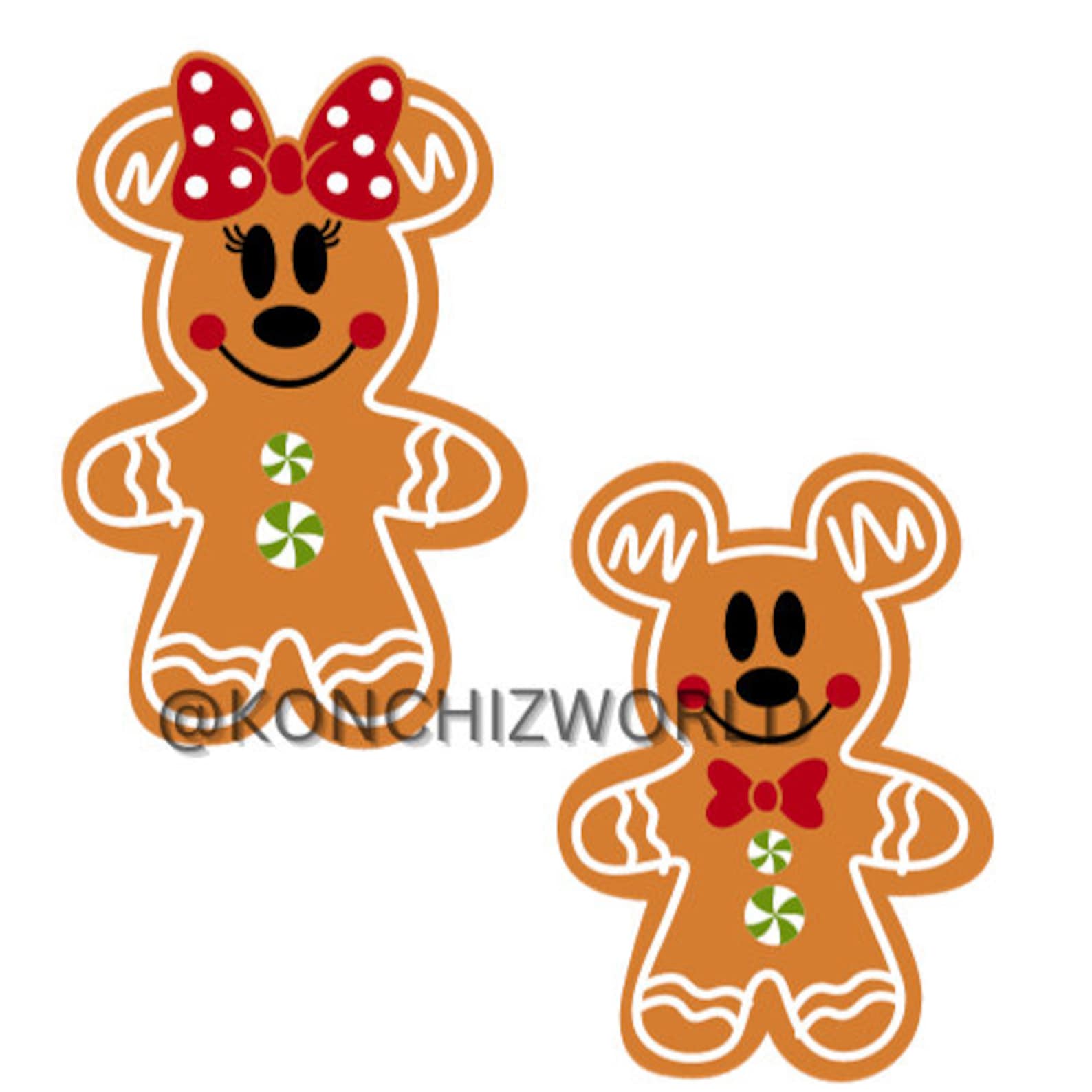 Mickey and Minnie Gingerbread SVG and PNG Files - Etsy