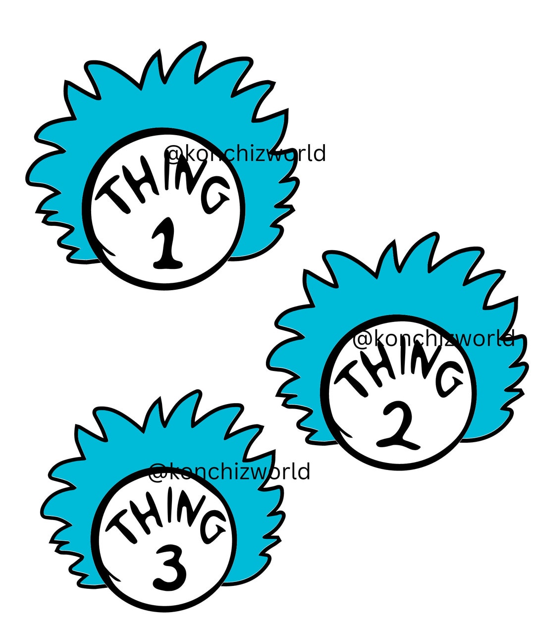 Thing 1 Thing 2 & Thing 3 SVG Files - Etsy