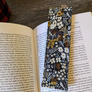 Charcoal Grey Floral Cotton Bookmark for Book Lovers - Etsy