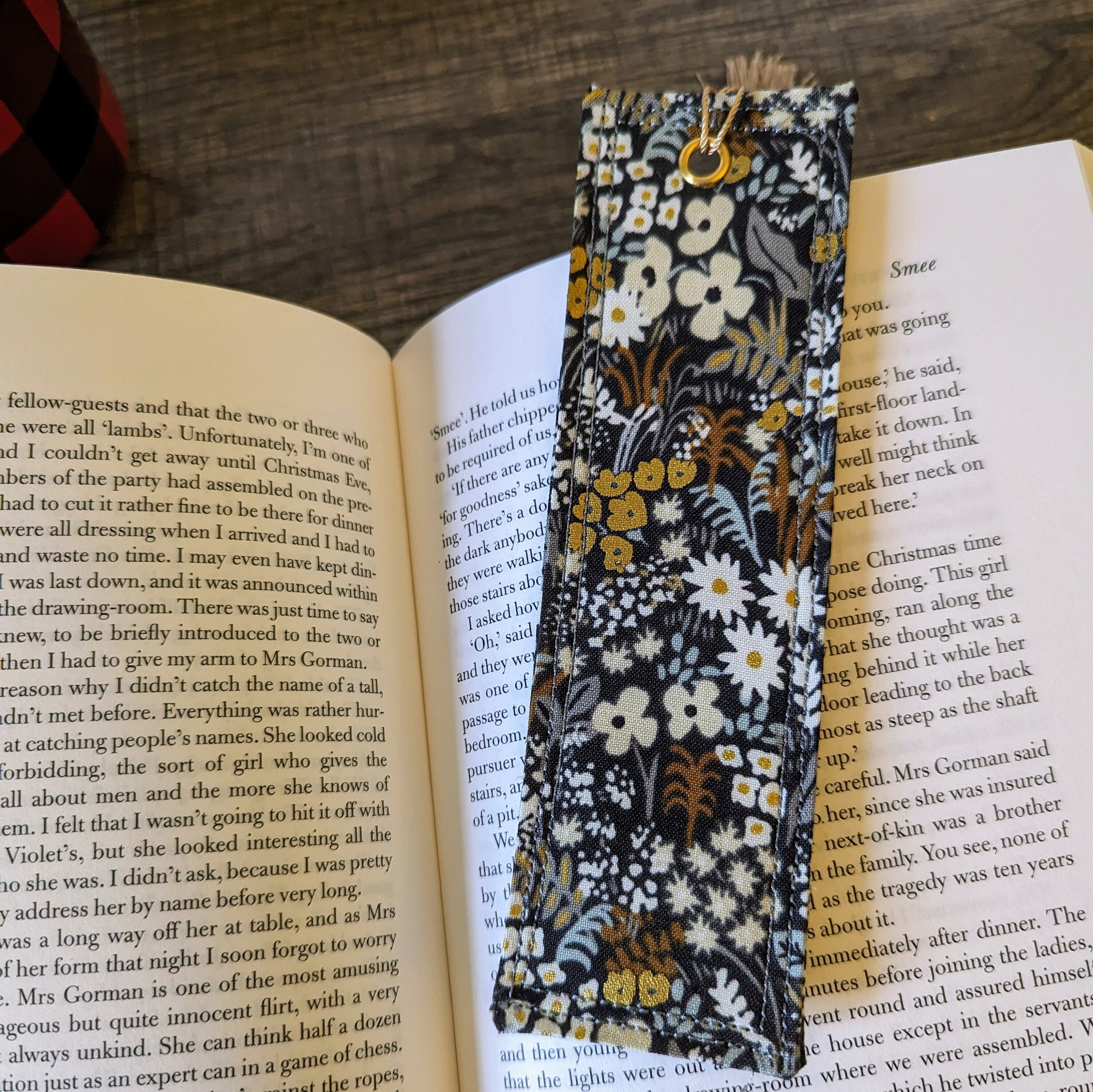 Charcoal Grey Floral Cotton Bookmark for Book Lovers - Etsy