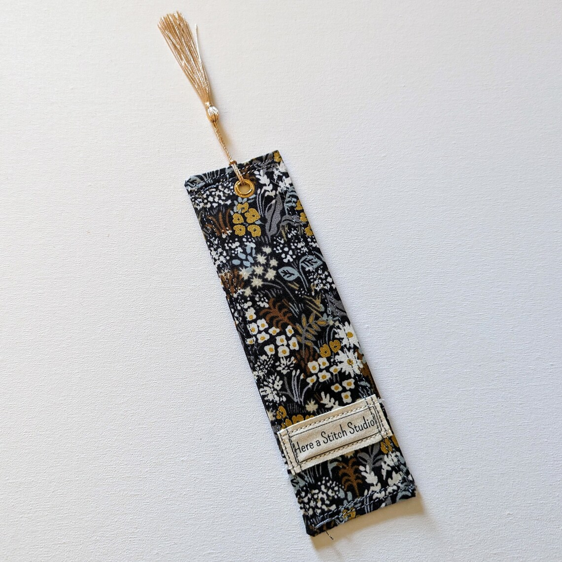 Charcoal Grey Floral Cotton Bookmark for Book Lovers - Etsy