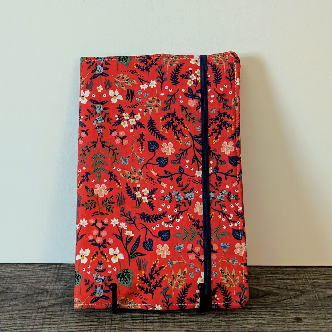 Red Floral Cotton Journal Cover, A5 Fabric Notebook Cover - Etsy