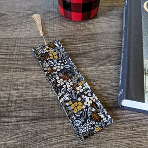 Charcoal Grey Floral Cotton Bookmark for Book Lovers - Etsy