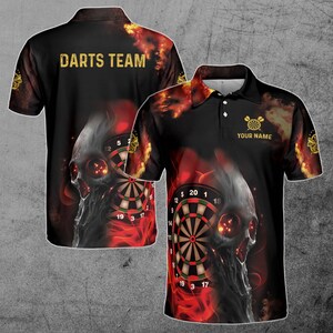Custom Red Smoke Darts Skull, Darts Team 3D Polo Shirt Size S-5XL - Etsy