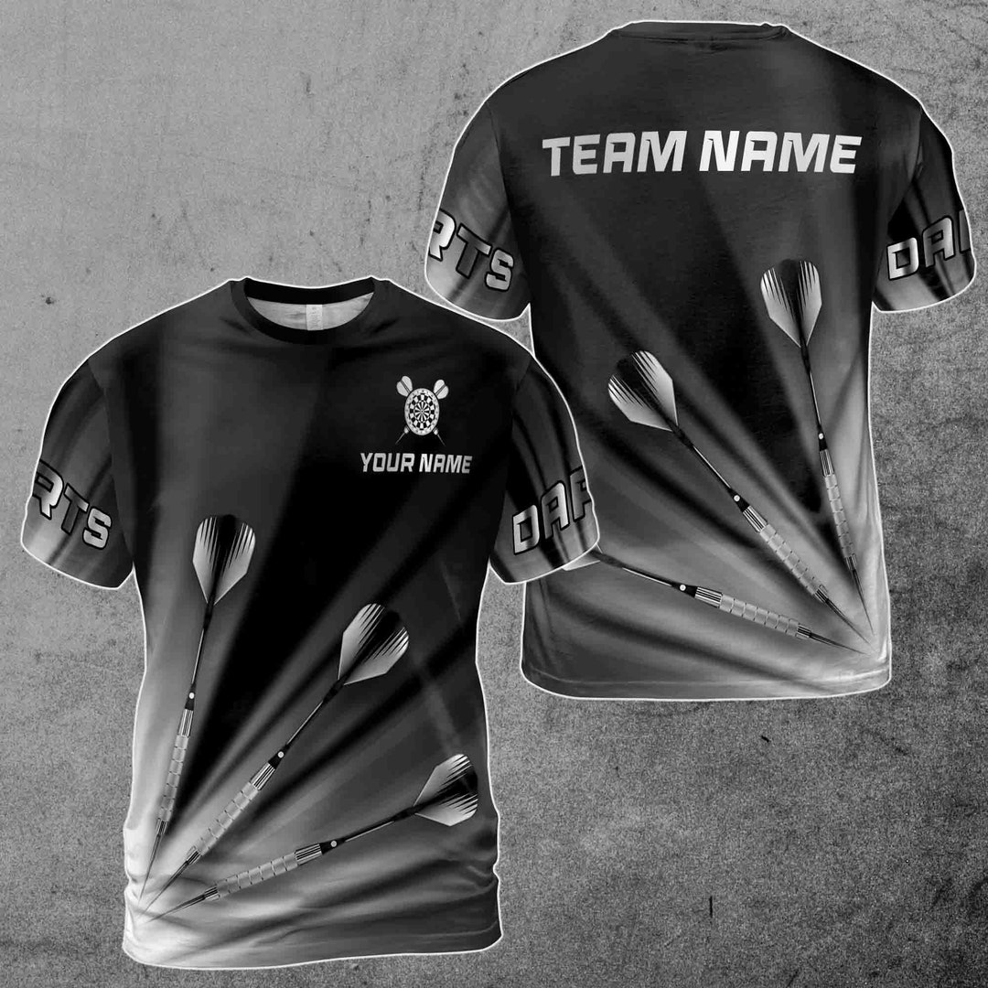 Custom Name Team Name Silver Darts Arrow Darts Team Men's 3D T-shirt S ...