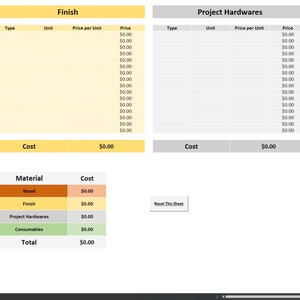 Woodworking Project Pricing Template: Excel Workbook (digital Download ...