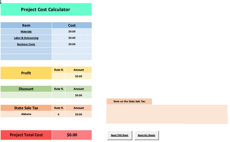 Woodworking Project Pricing Template: Excel Workbook (digital Download ...