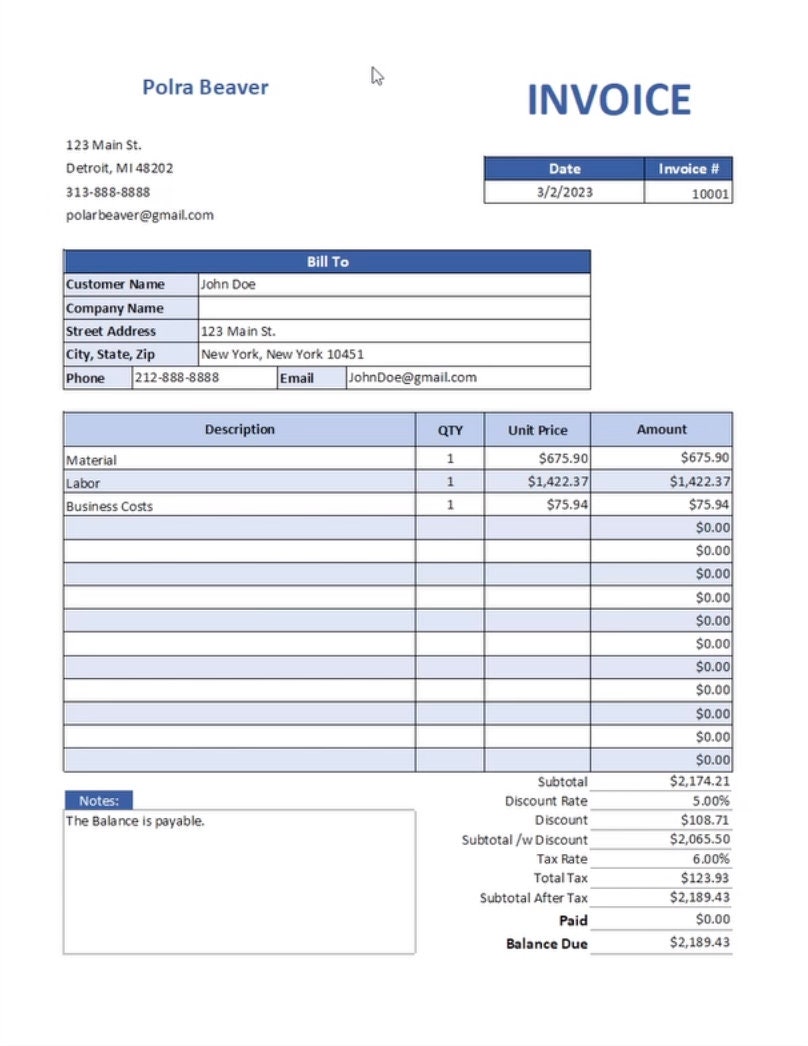 Woodworking Project Pricing Template: Excel Workbook (digital Download ...