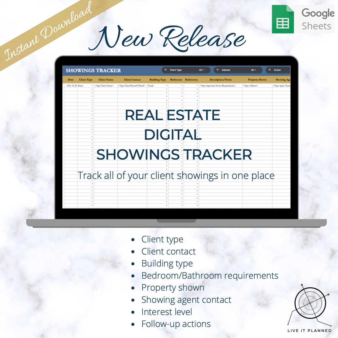 Real Estate Property Showings Spreadsheet for Leads | Realtor Showings ...