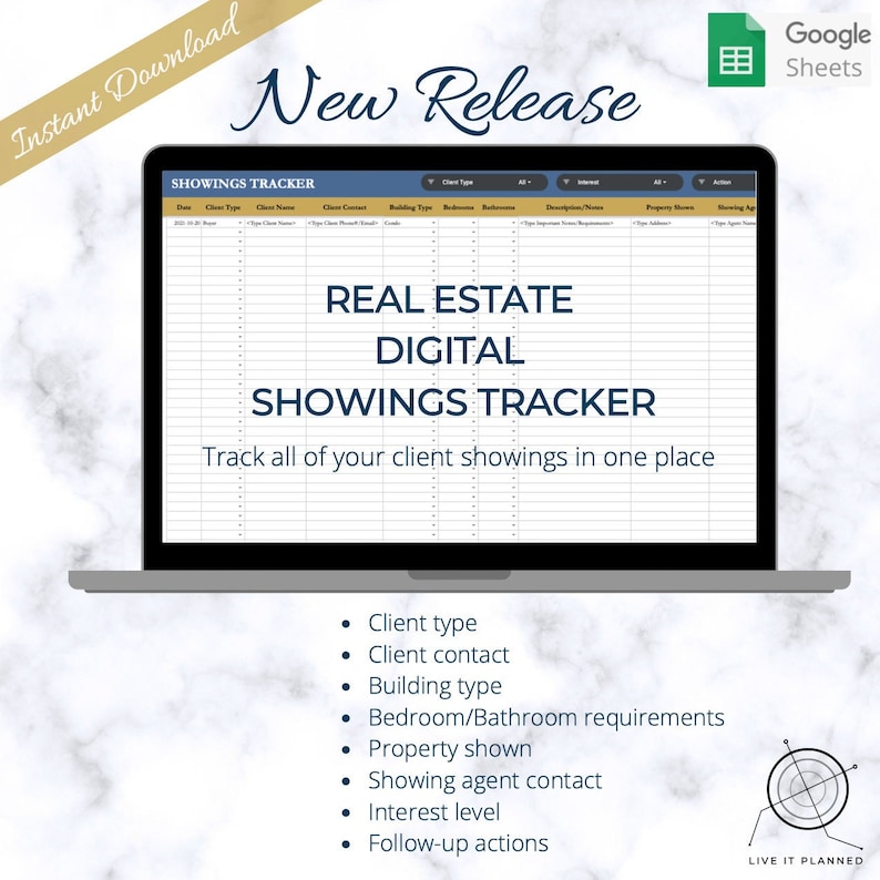 Real Estate Property Showings Spreadsheet for Leads | Realtor Showings ...