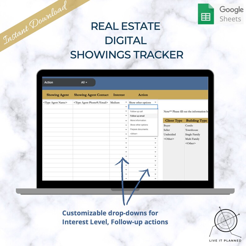 Real Estate Property Showings Spreadsheet for Leads | Realtor Showings ...