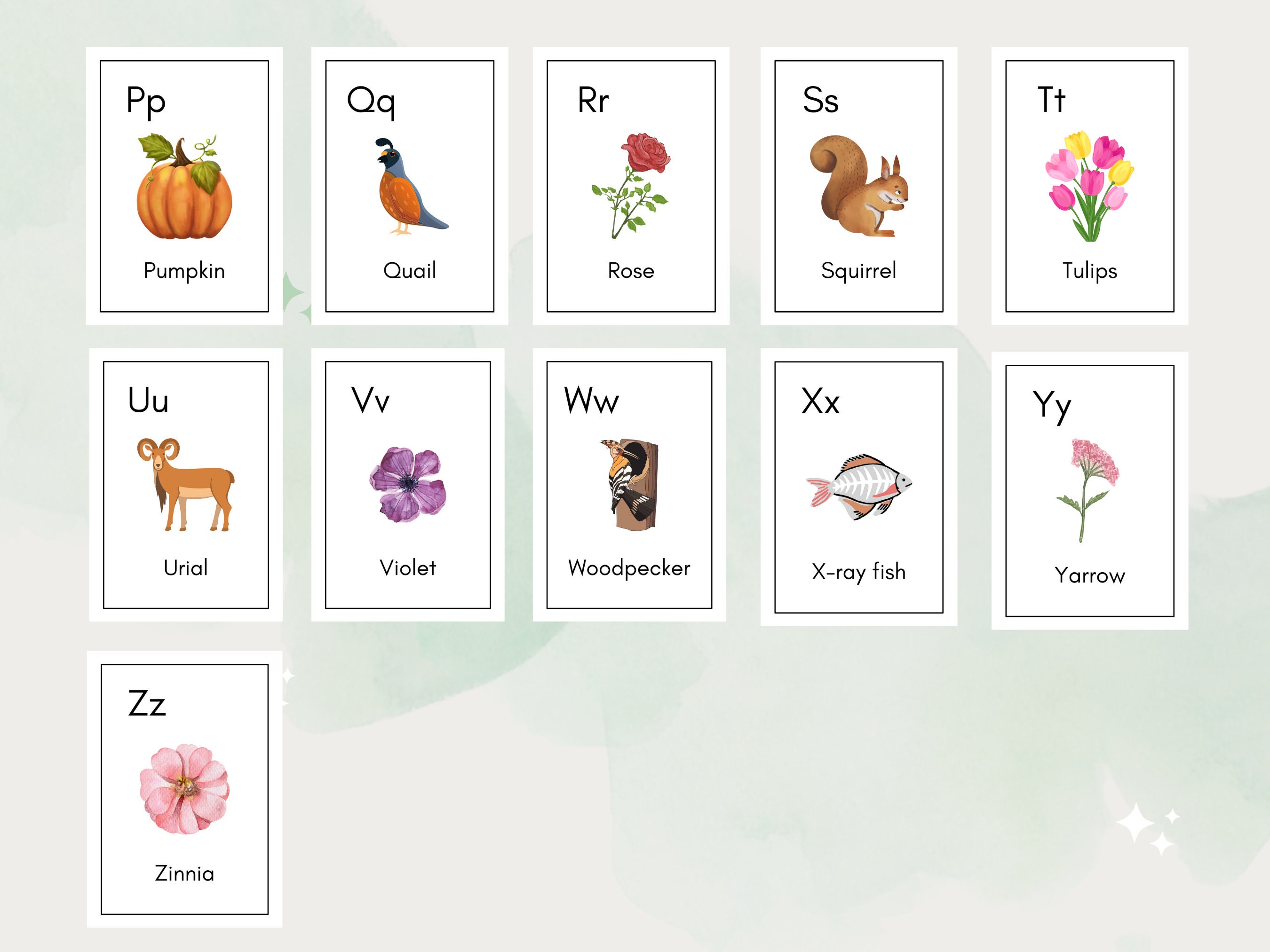 Nature ABC Cards Printable | Homeschool Printables Preschool Nursery ...
