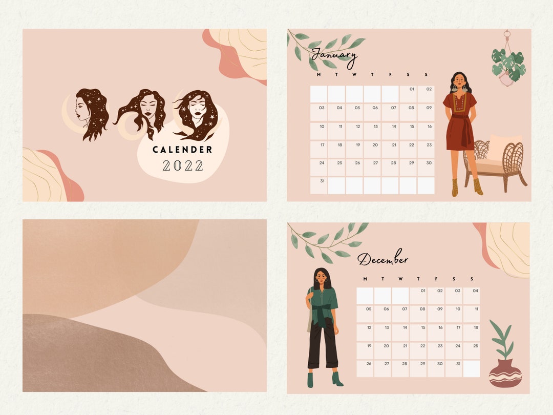 2022 BOHO Aesthetic Calendar | Digital Download | Printable Calendar I ...