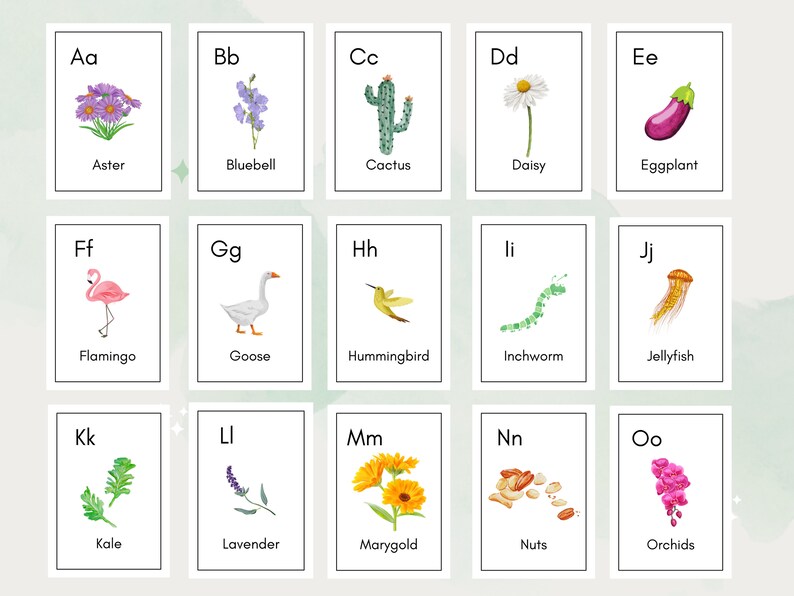Nature ABC Cards Printable | Homeschool Printables Preschool Nursery ...